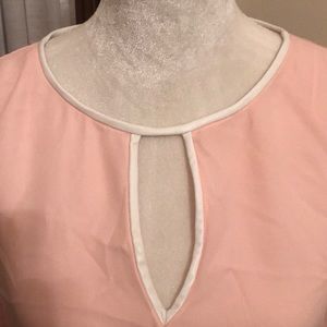 Philosophy | Tops | Philosophy Blush Pink Sheer Blouse Wwhite Piping ...